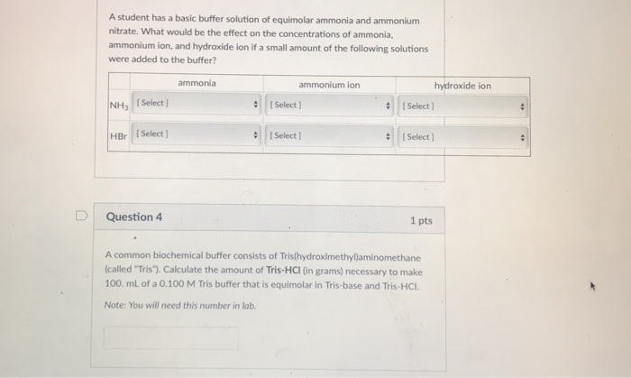 Solved A student has a basic buffer solution of equimolar | Chegg.com