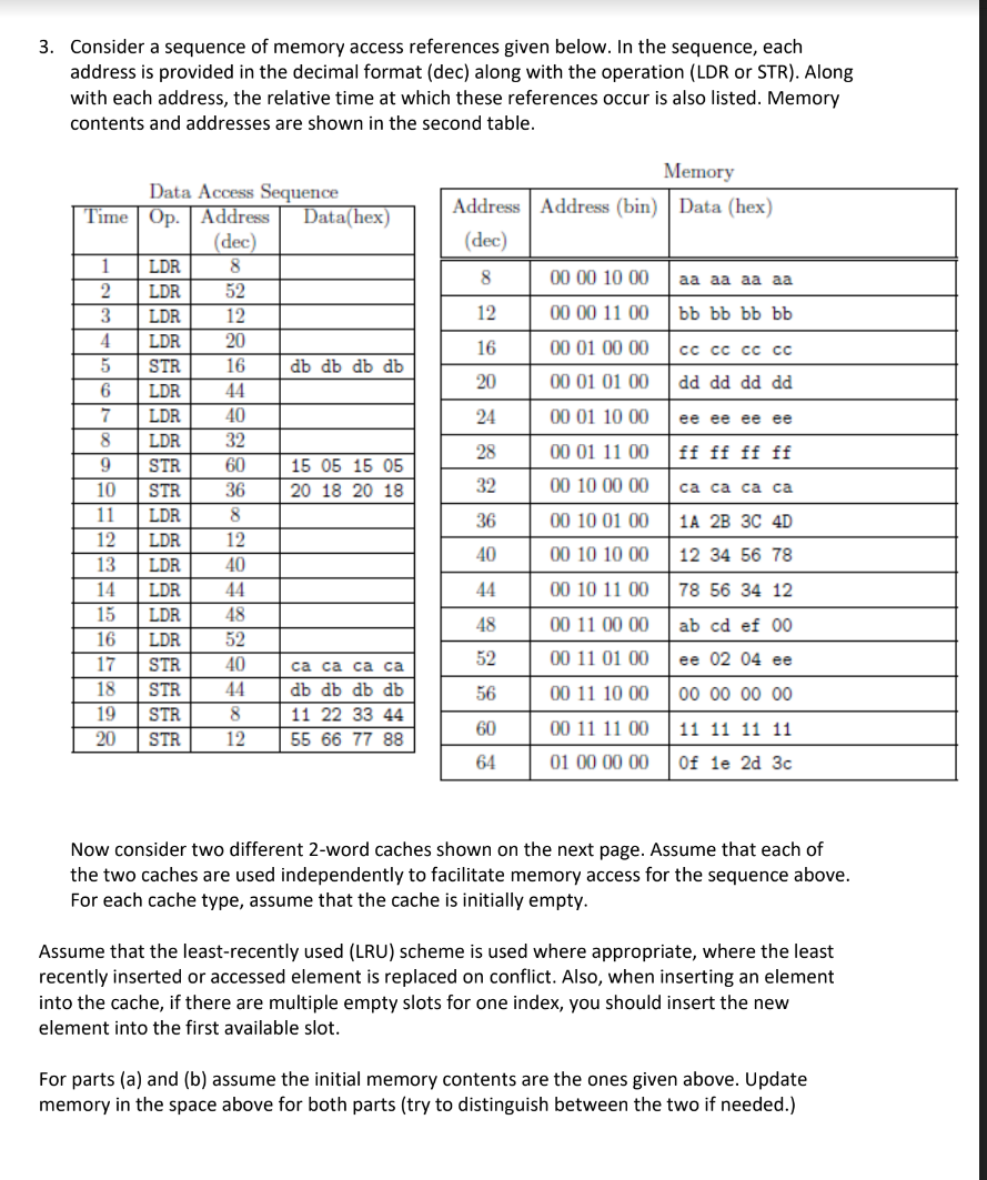 Solved 3. Consider a sequence of memory access references | Chegg.com