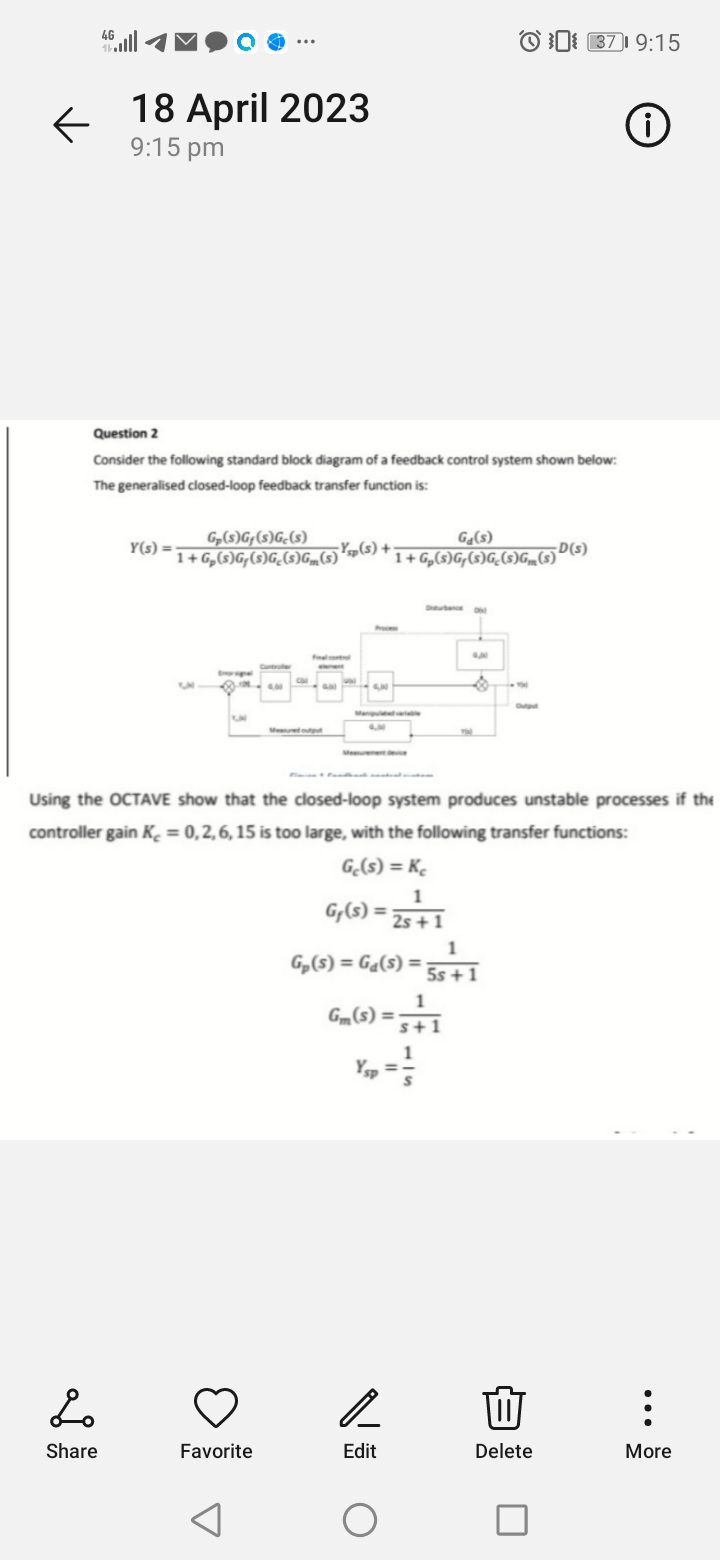 Solved Question 2 Consider the following standard block | Chegg.com