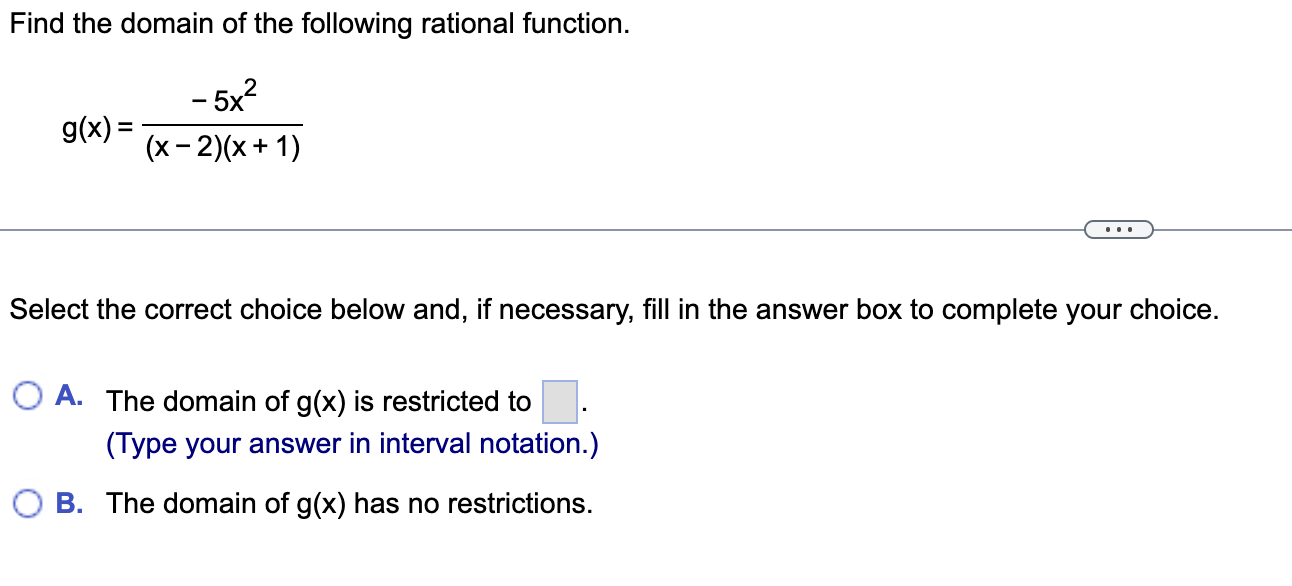 Solved Find The Domain Of The Following Rational Function
