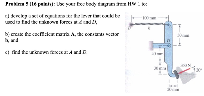 Solved Problem 5 (16 ﻿points): Use your free body diagram | Chegg.com