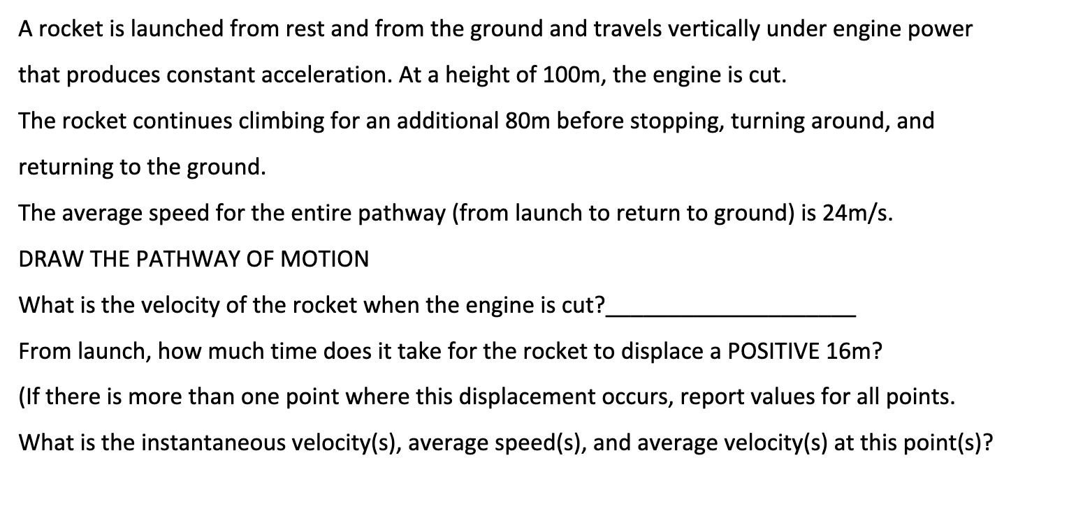 Solved A rocket is launched from rest and from the ground | Chegg.com