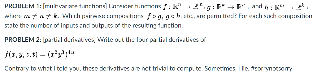 Solved Problem 1 [multivariate Functions] Consider