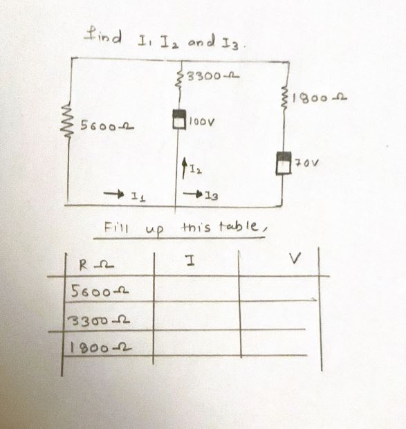 Solved find I, I and I3. 3300-1 $19000 w 56000 100v 70V 12 | Chegg.com