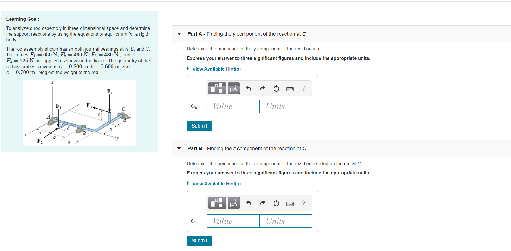 Solved Learning Goal: To analyze a rod assembly in | Chegg.com