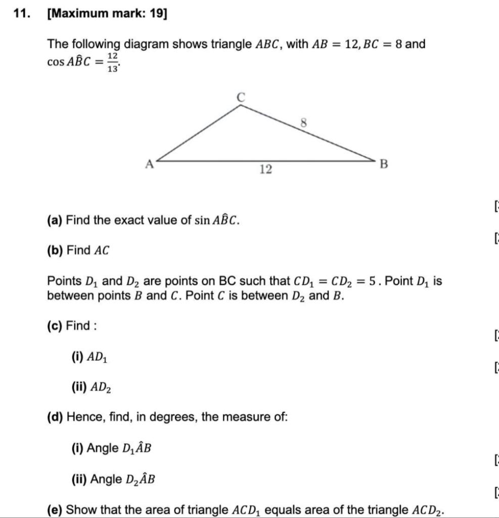 Solved 11. [Maximum mark: 19] The following diagram shows | Chegg.com