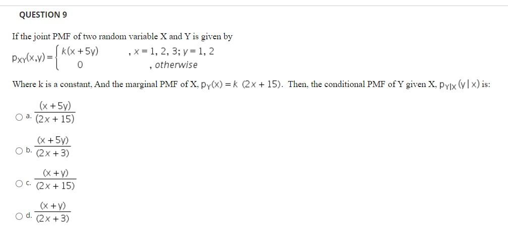 Solved QUESTIONS If the joint PMF of two random variable X | Chegg.com