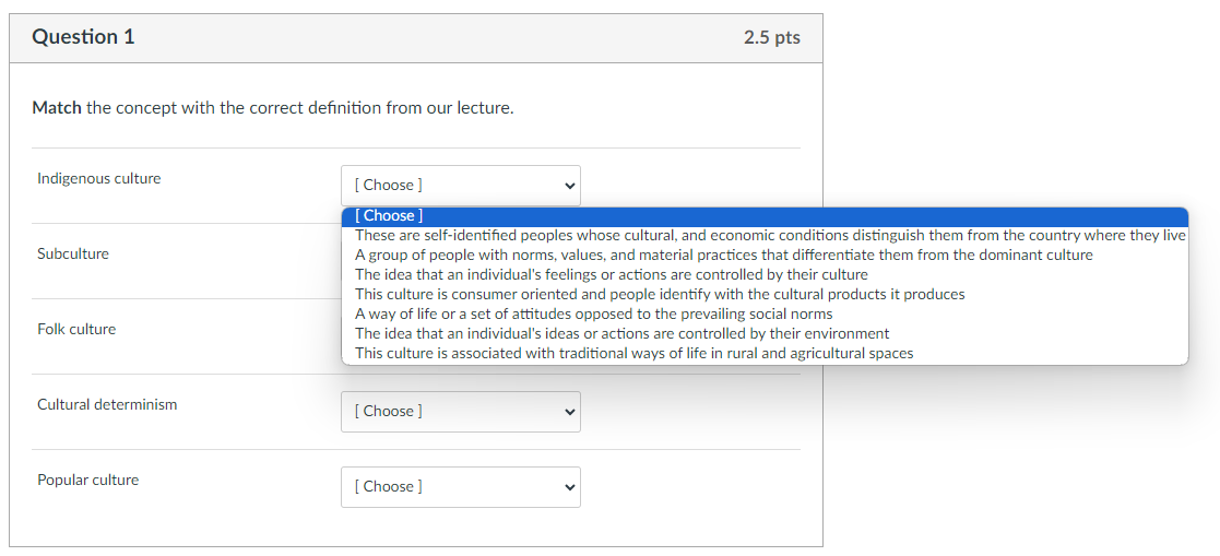 Solved Match the concept with the correct | Chegg.com
