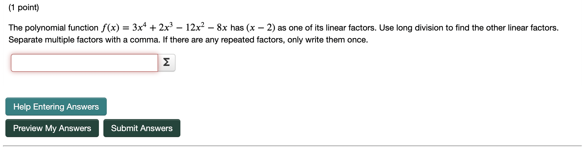 Solved The polynomial function f(x)=3x4+2x3−12x2−8x has | Chegg.com