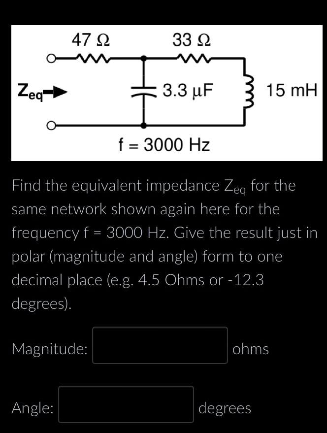 Solved Find the equivalent impedance Zeq for the same | Chegg.com
