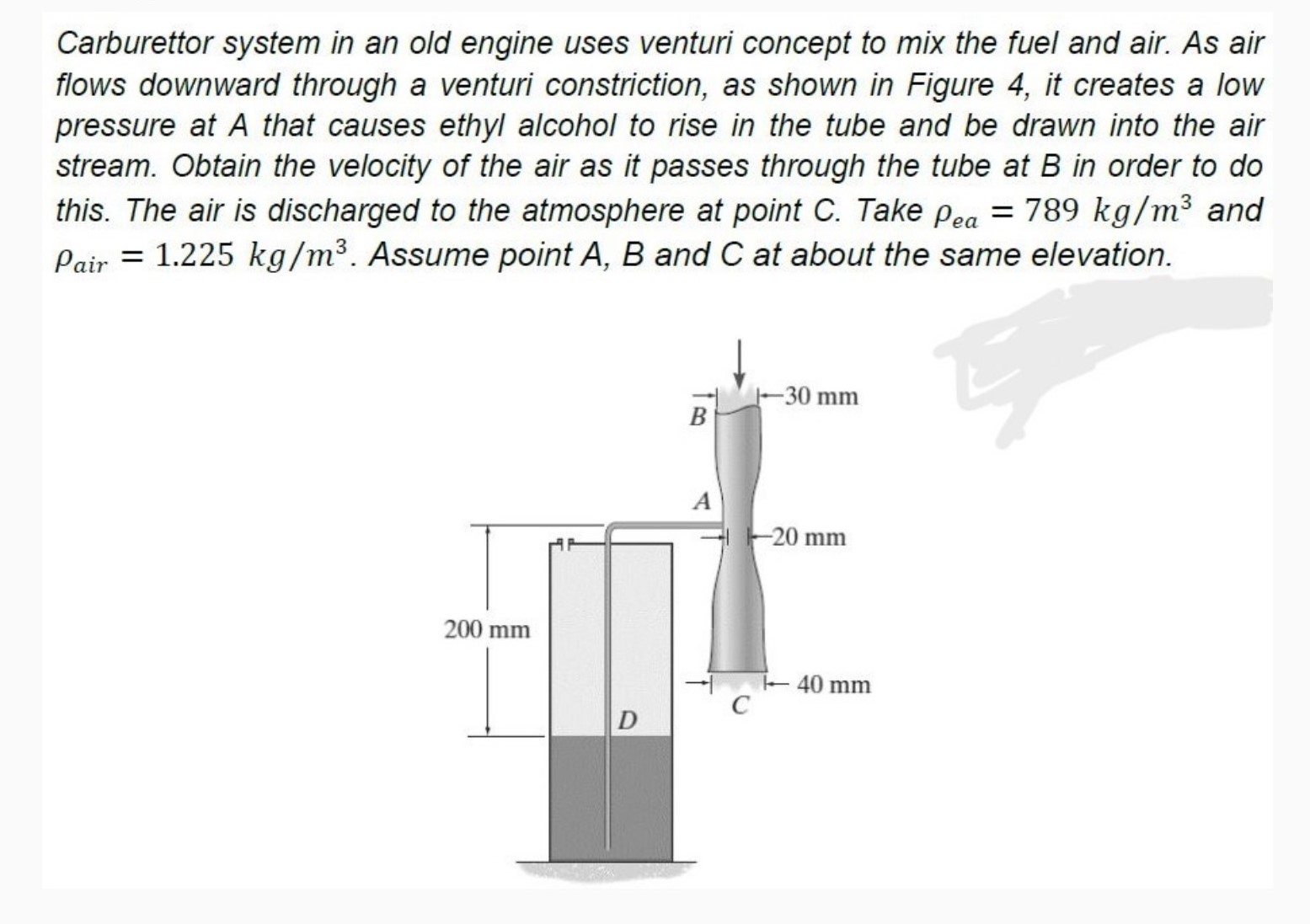 Solved Carburettor system in an old engine uses venturi | Chegg.com