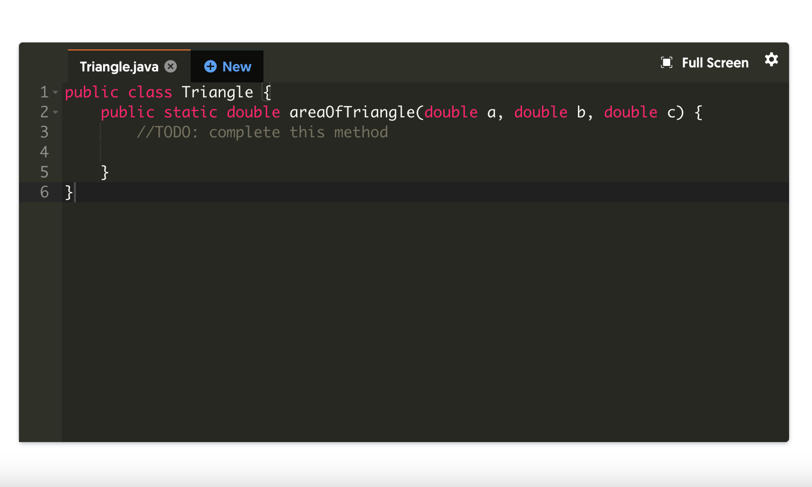 Solved Complete the method, areaOfTriangle(). The method | Chegg.com