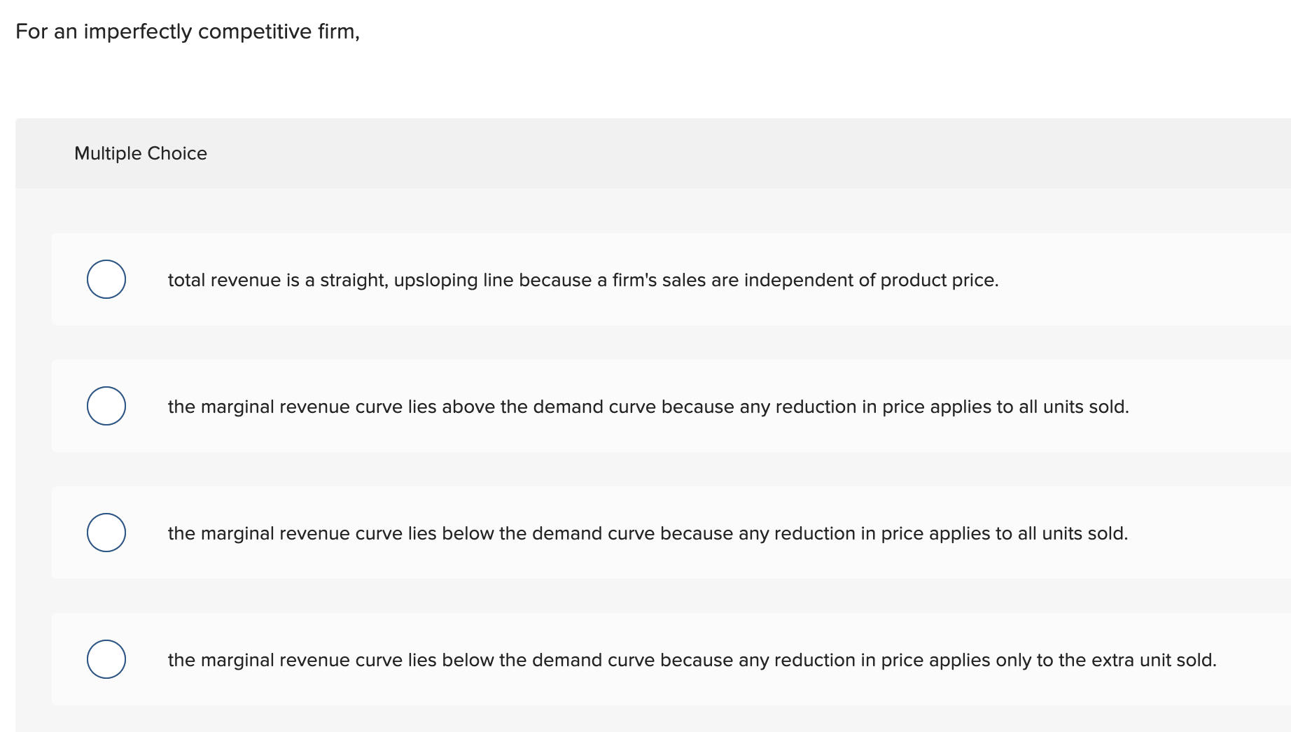 Solved For an imperfectly competitive firm,Multiple | Chegg.com