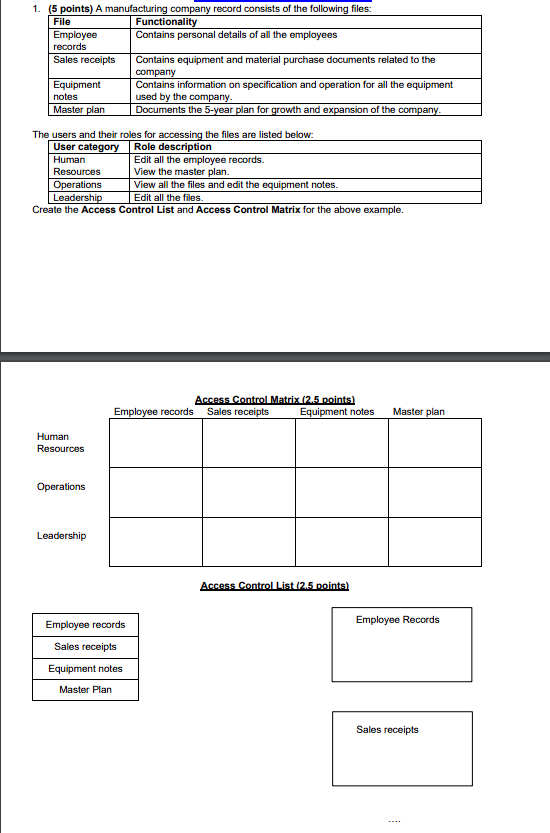 Solved Access Control List (2,5. points) | Chegg.com