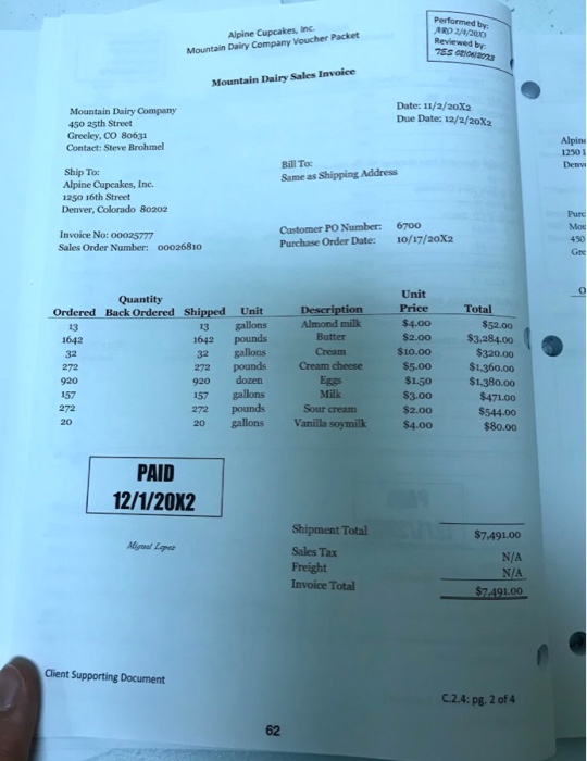 Alpine Cupcakes, Inc. Audit Case Assignments on your | Chegg.com