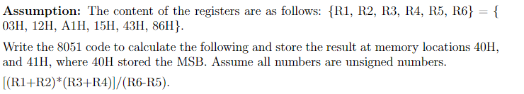 Solved Assumption: The content of the registers are as | Chegg.com