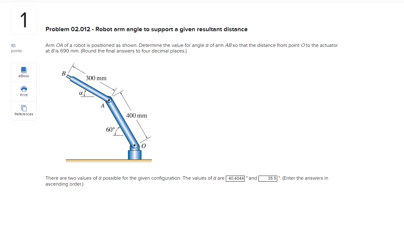 Solved Problem 02.012 - Robot arm angle to support a given | Chegg.com