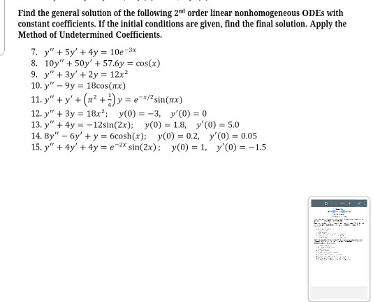 Solved Find the general solution of the following 2nd order | Chegg.com