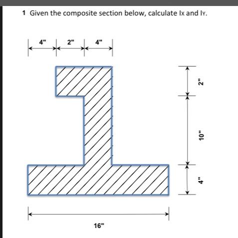 Solved 1 Given the composite section below, calculate Ix and | Chegg.com
