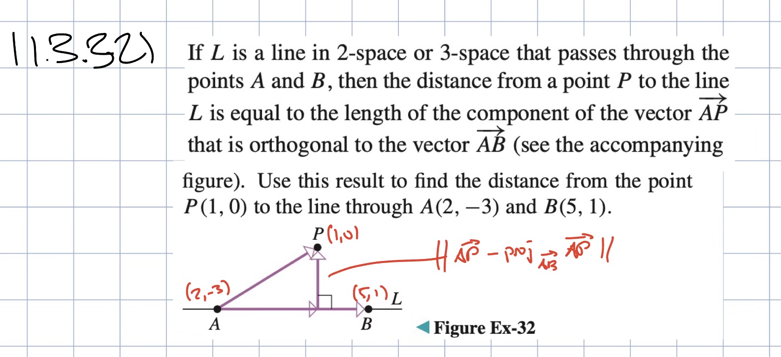 Solved Use the method of Exercise 32 ﻿to find the distance | Chegg.com