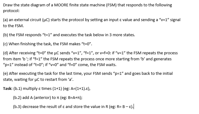 Solved Draw the state diagram of a MOORE finite state | Chegg.com