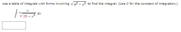 Solved Use a table of integrals with forms involving a2-u2 | Chegg.com