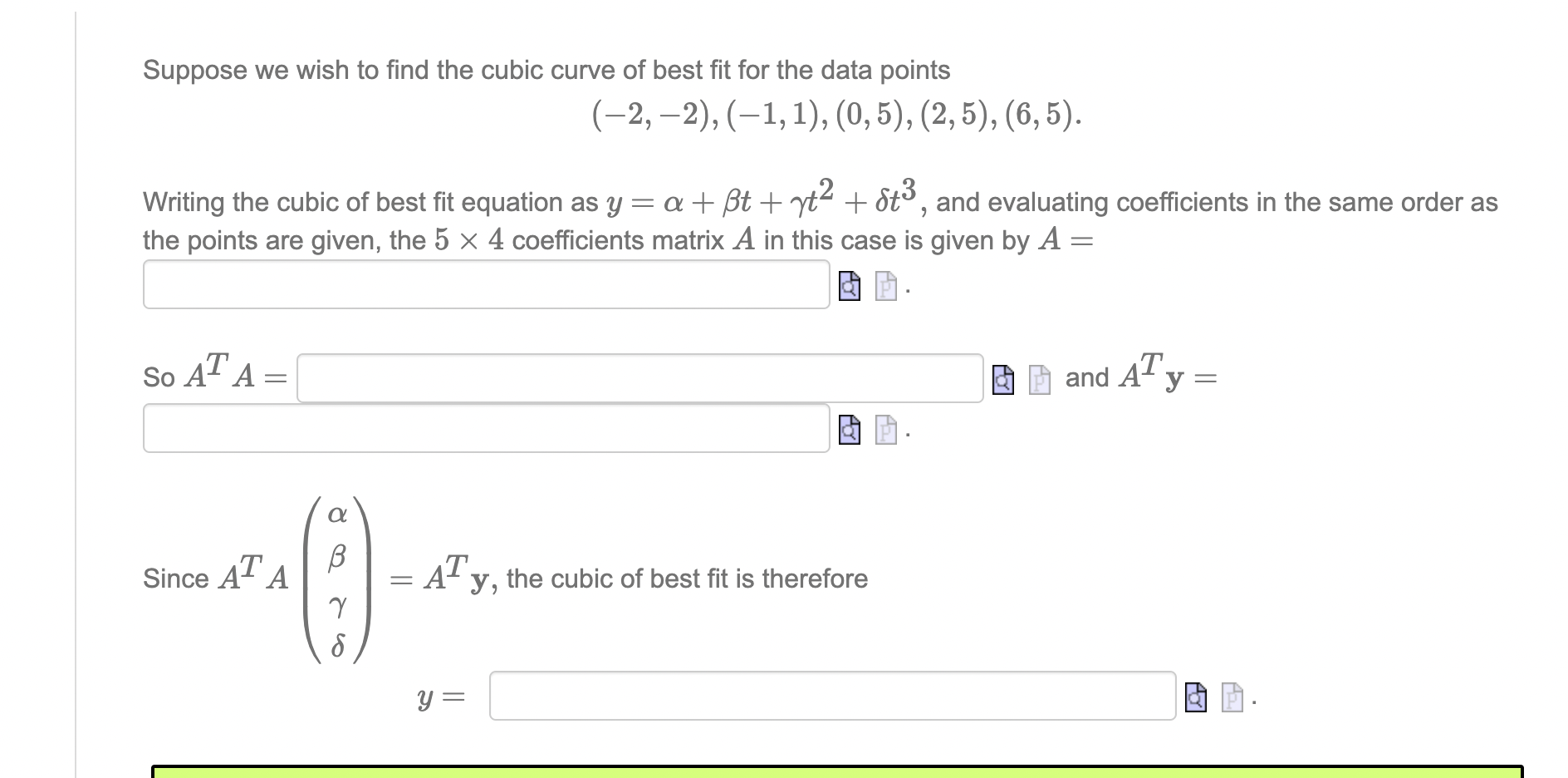 Solved Suppose we wish to find the cubic curve of best fit | Chegg.com