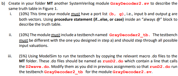 Solved b) Create in your folder MT another SystemVerilog | Chegg.com