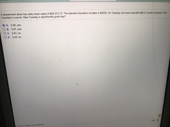 Solved A department store has daily mean sales of | Chegg.com