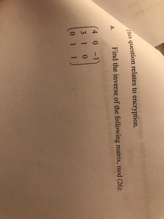 Solved mis question relates to encryption. Find the inverse | Chegg.com