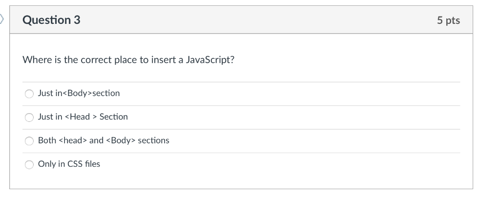 Solved Question 1 5 pts Inside which HTML element do we put | Chegg.com Solved Question 1 5 pts Inside which HTML element do we put | Chegg.com