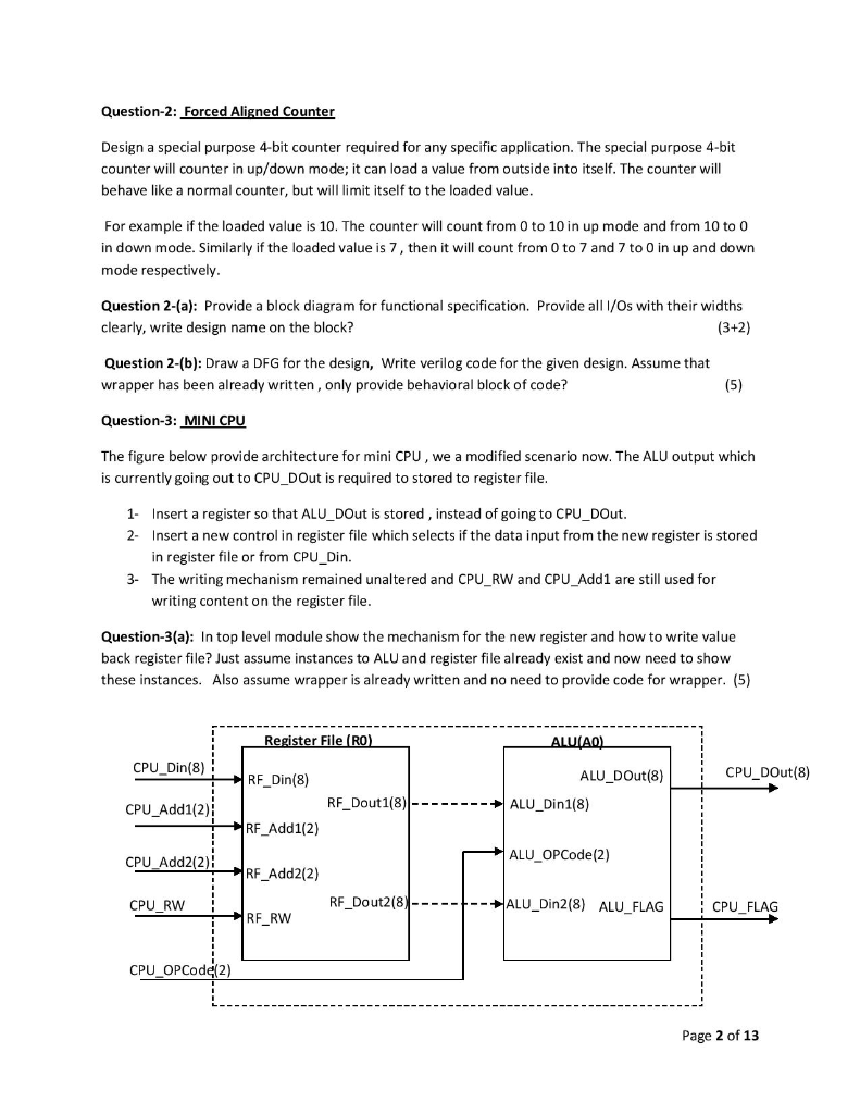 Question-2: Forced Aligned Counter Design a special | Chegg.com