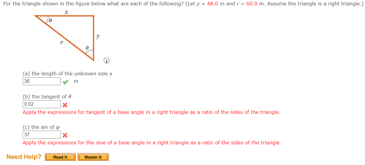Solved For the triangle shown in the figure below what are | Chegg.com