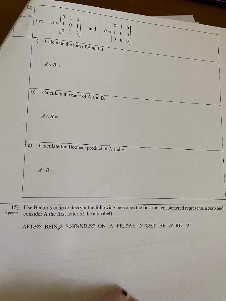 Solved 14) Let A= and | Chegg.com