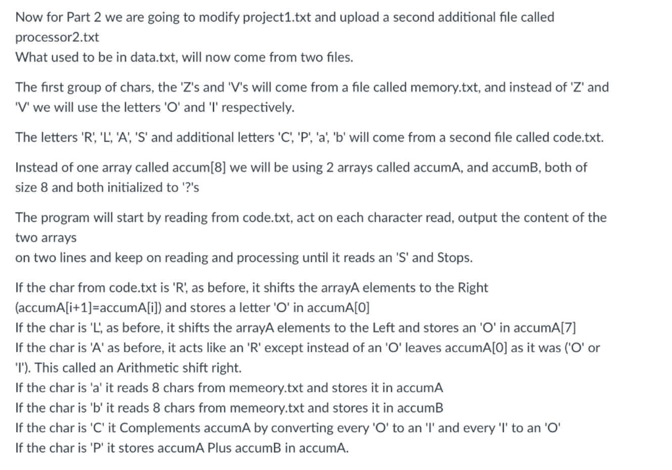 Now for Part 2 we are going to modify project1.txt | Chegg.com
