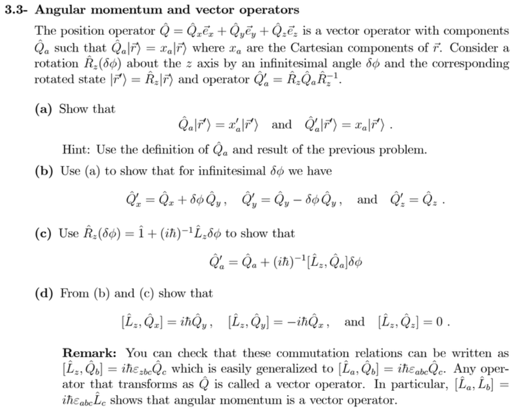 Solved Angular momentum and vector operators The position | Chegg.com