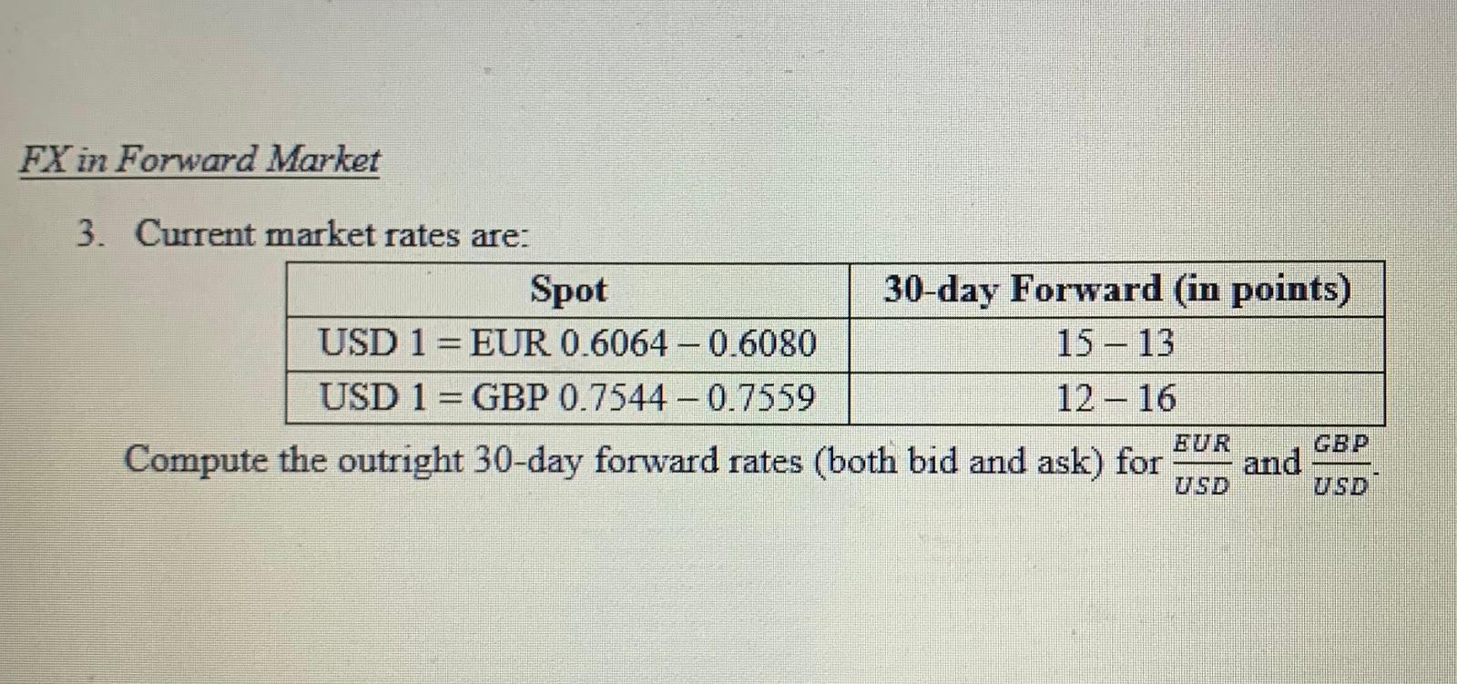 Solved FX in Forward Market 3. Current market rates are: | Chegg.com