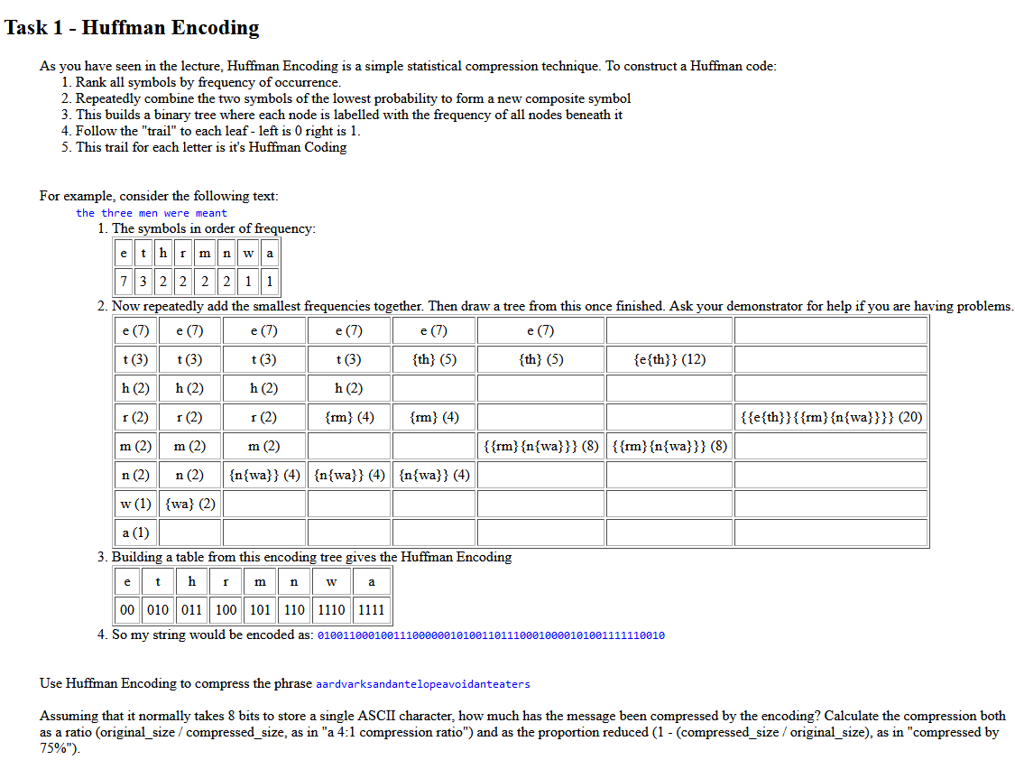 Solved As you have seen in the lecture, Huffman Encoding is | Chegg.com