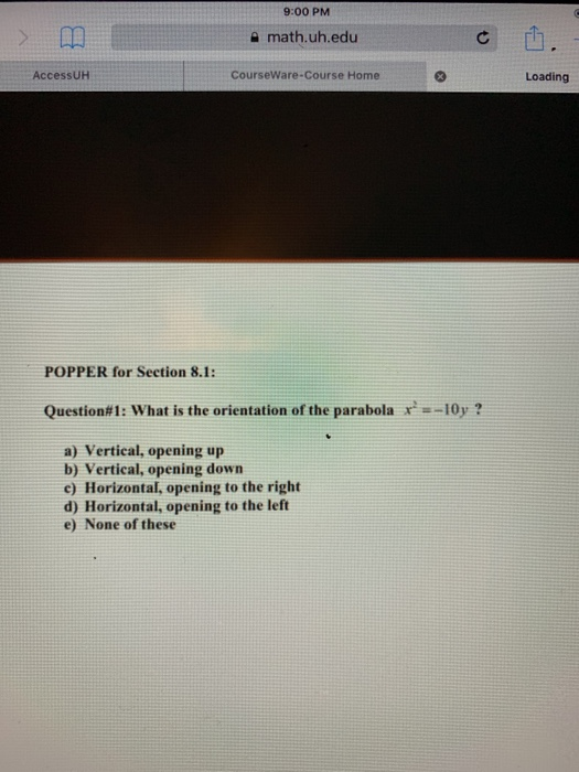 Solved 9:00 PM math.uh.edu AccessUH CourseWare-Course Home | Chegg.com