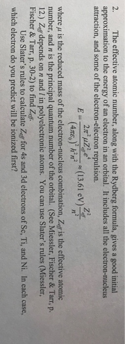 Solved 2. The effective atomic number, along with the | Chegg.com