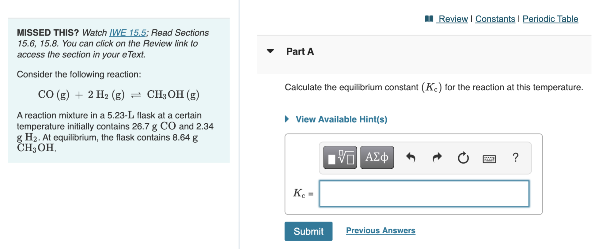 Solved 1 Review | Constants | Periodic Table MISSED THIS? | Chegg.com