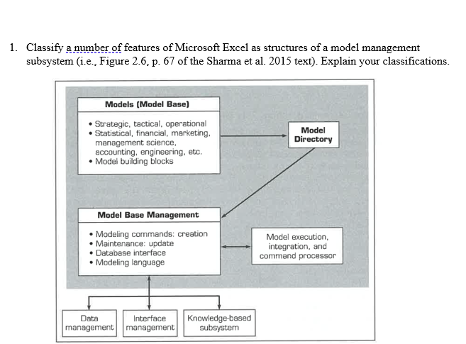 1. Classify a number of features of Microsoft Excel | Chegg.com