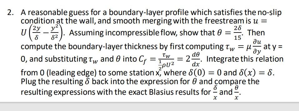 Solved A reasonable guess for a boundary-layer profile which | Chegg.com