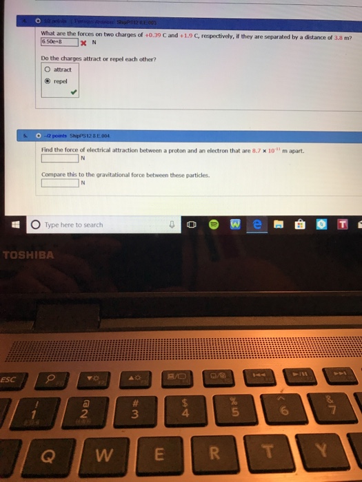 Solved Find The Force Of Electrical Attraction Between A