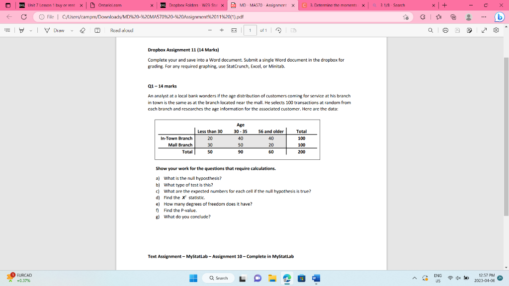 Dropbox Assignment 11 (14 Marks) Complete your and | Chegg.com