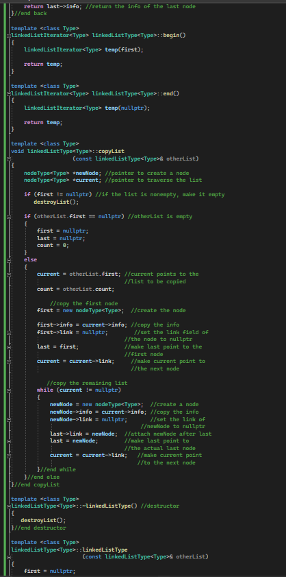 Solved inkedListType, unorderedLinkedList, and | Chegg.com