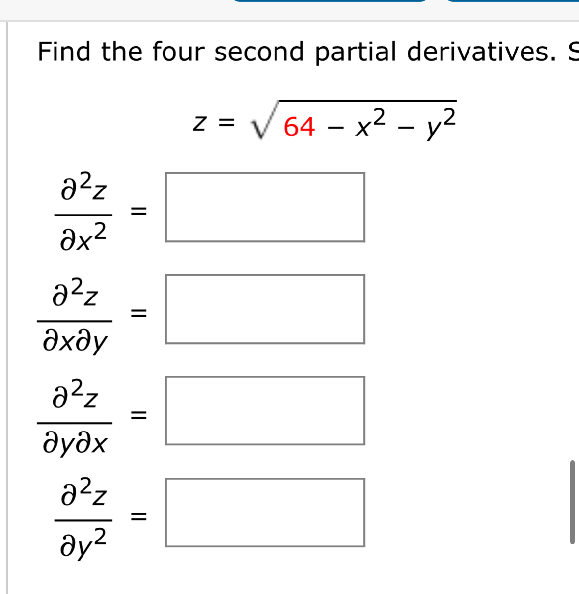 Solved Find the four second partial | Chegg.com