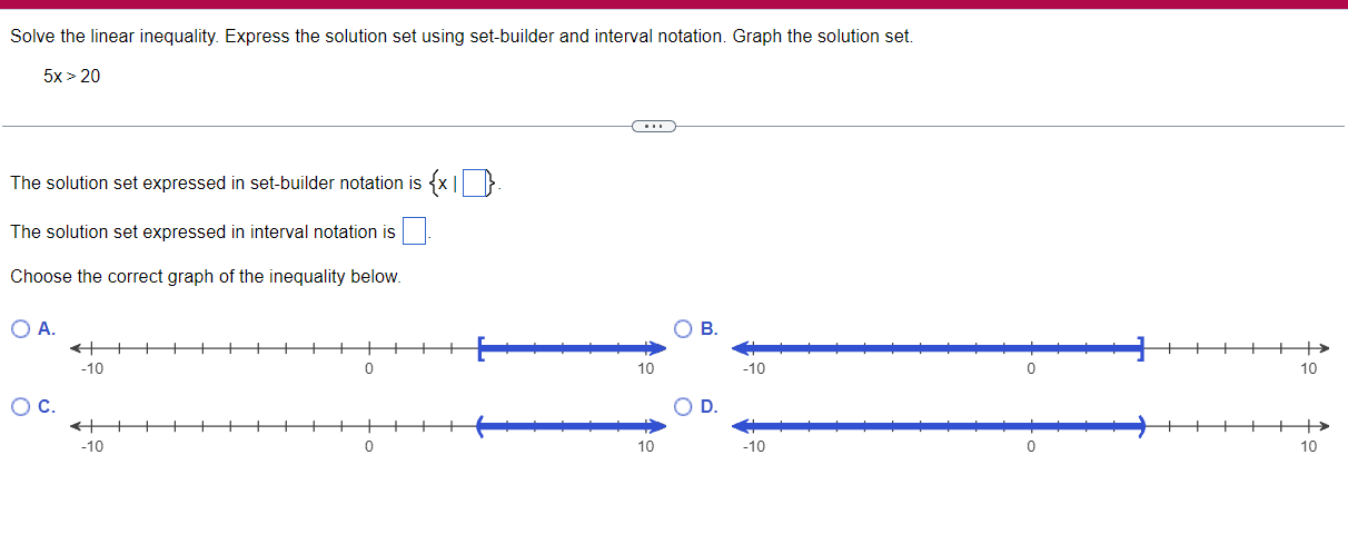 Solved Solve the linear inequality. Express the solution set | Chegg.com