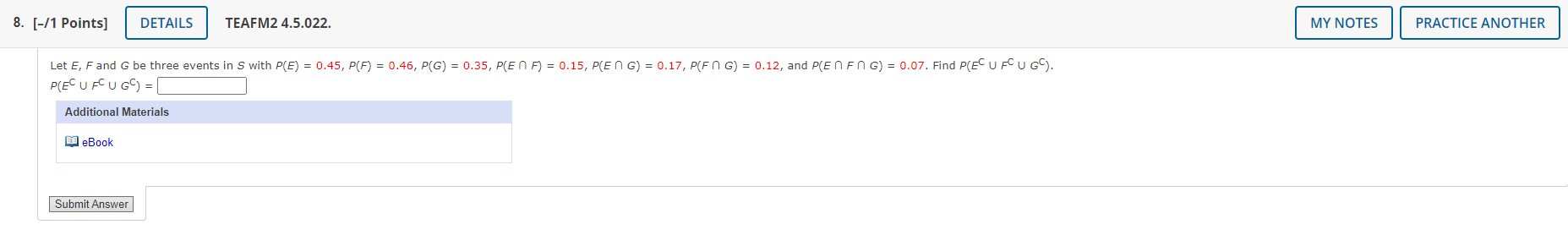 Solved Let E,F and G be three events in S with | Chegg.com Solved Let E,F and G be three events in S with | Chegg.com