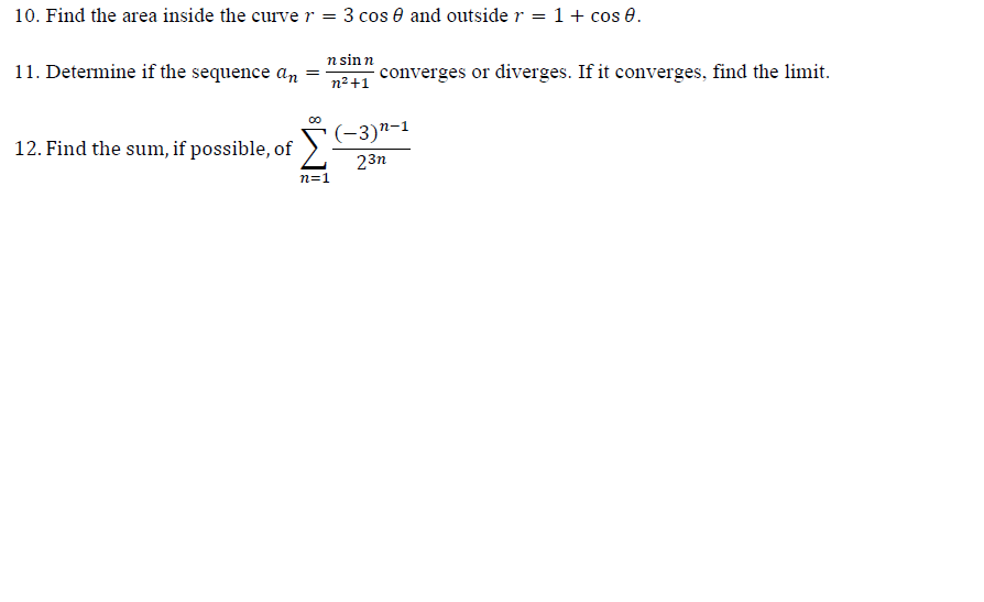 Solved 10. Find the area inside the curve r = 3 cose and | Chegg.com